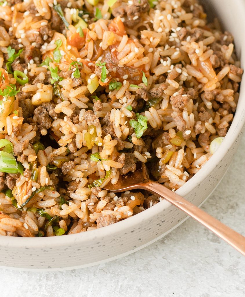 Kimchi Fried Rice with Ground Beef - Healthy Life Trainer